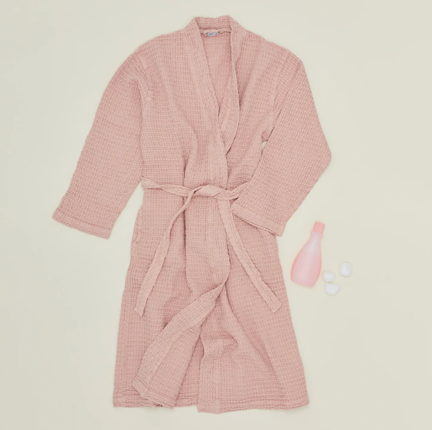 Sm Blush Waffle Bathrobe | Botanic and Luxe